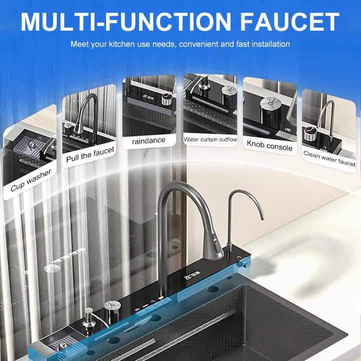 Black Waterfall Apron Farmhouse Countertop Dish Storage Drying Rack ...