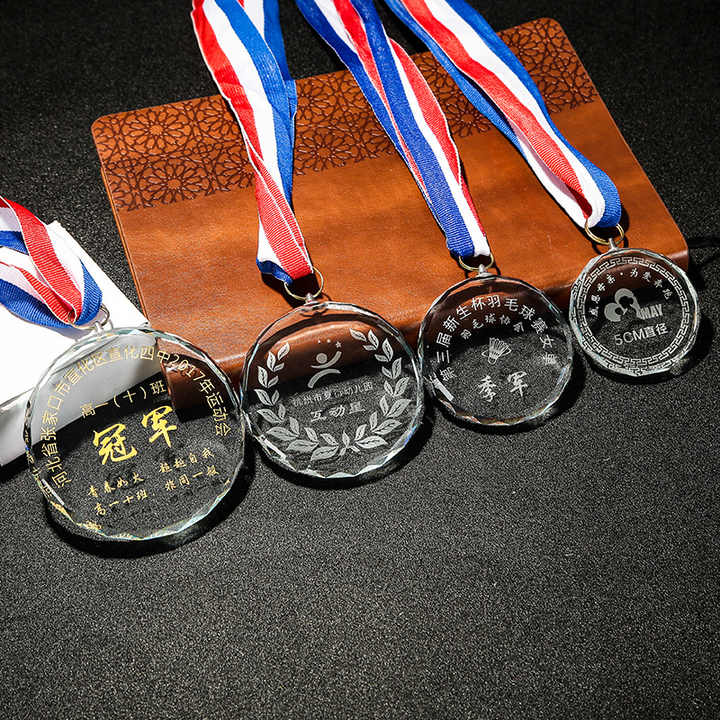 Crystal Glass Shaped Medallion Medal MH-J0619 - Wedding Gift