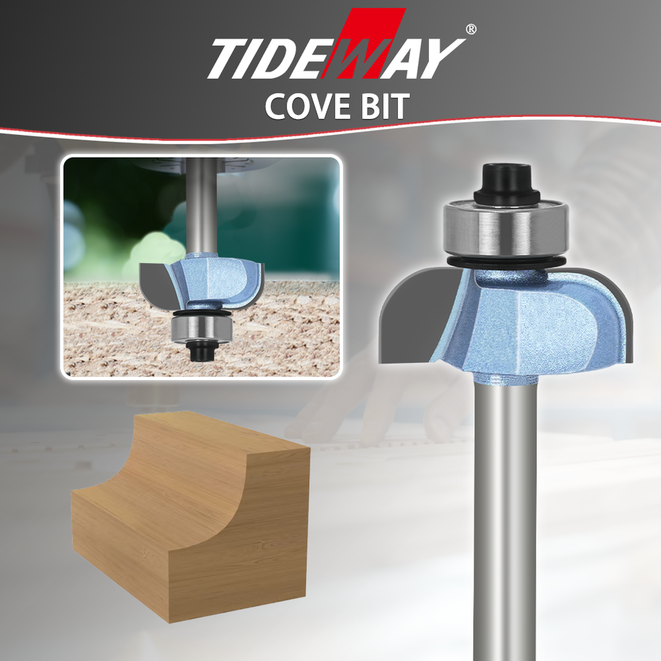 TIDEWAY Industrial Grade Carbide Tipped Cove Router Bits Tin Coated for ...
