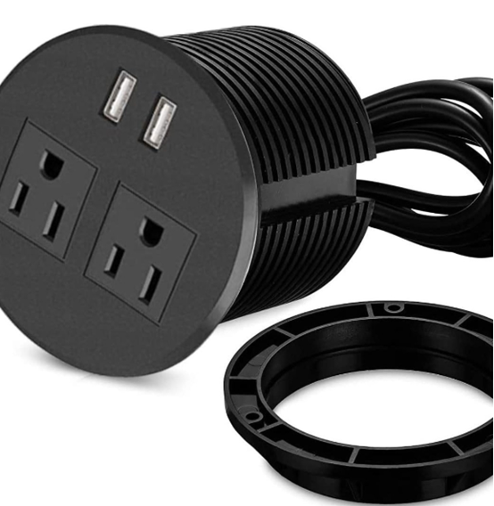 US Standard Round Recessed Desk Power Outlet Dual Usb Charging Socket ...