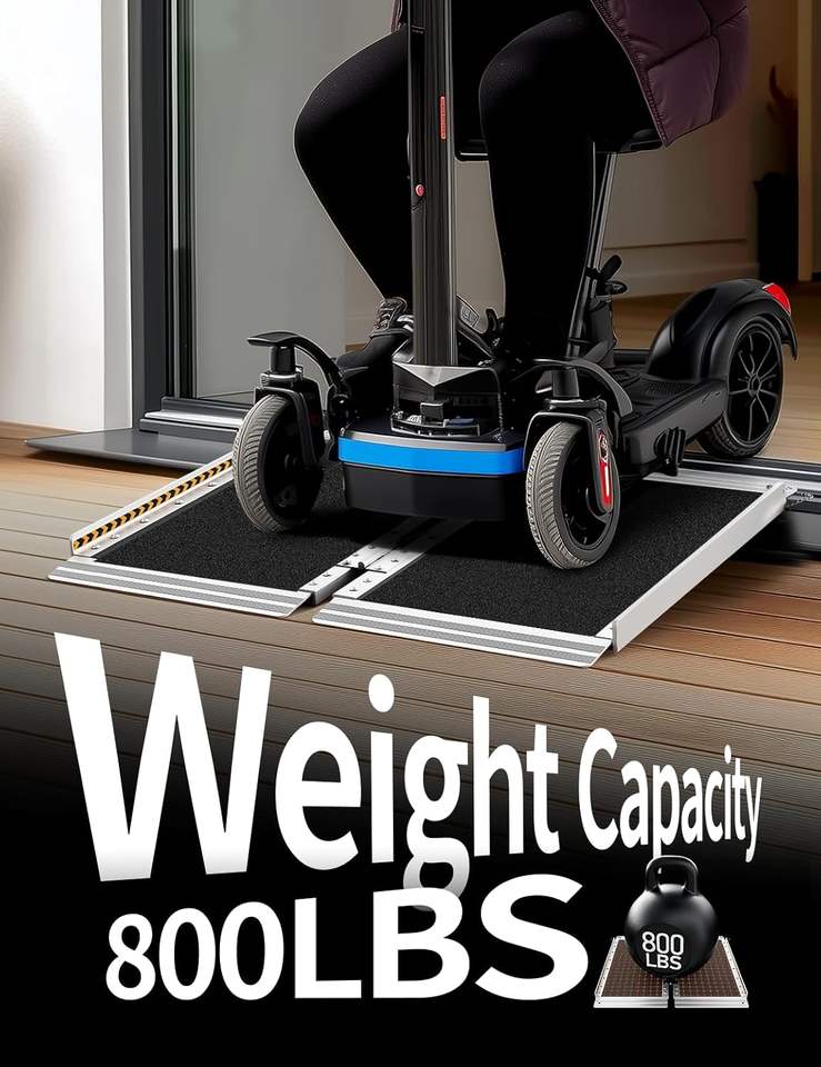 2 Feet Portable Waterproof Wheelchair Ramp Non-Skid Aluminum with ...