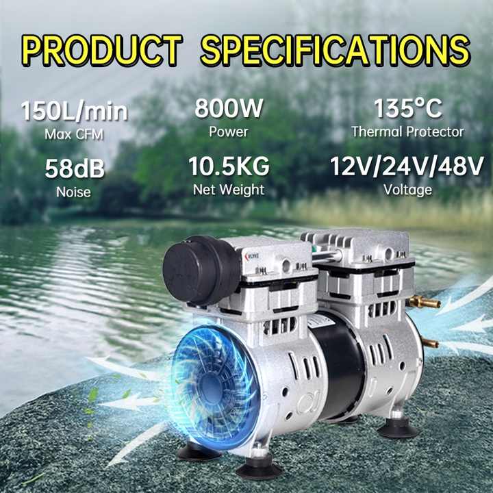 1HP Solar Aerator - Oil Free Air Compressor for Fish Pond