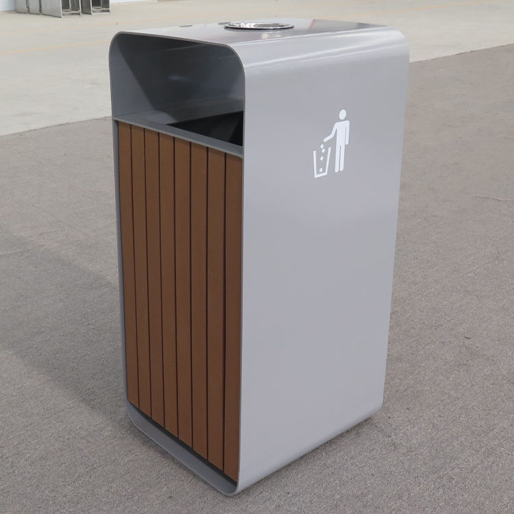 Outdoor Modern Wood Garbage Container Trash Can Storage Outside Park ...