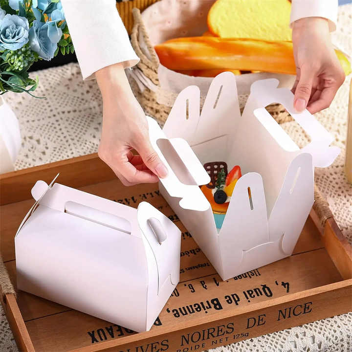 10pcs White Large Gable Boxes with Handles UV Advantage for Food Baking ...