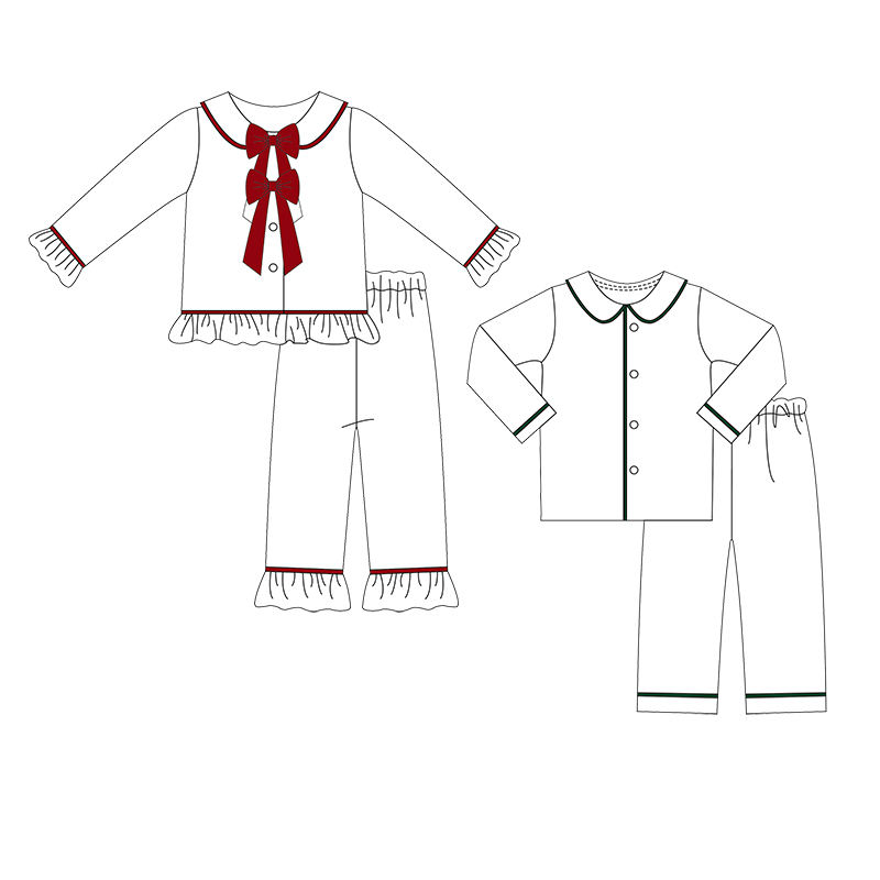Embroidery Blank Ruffles Sibling Matching Child Sleepwear Custom Velvet ...