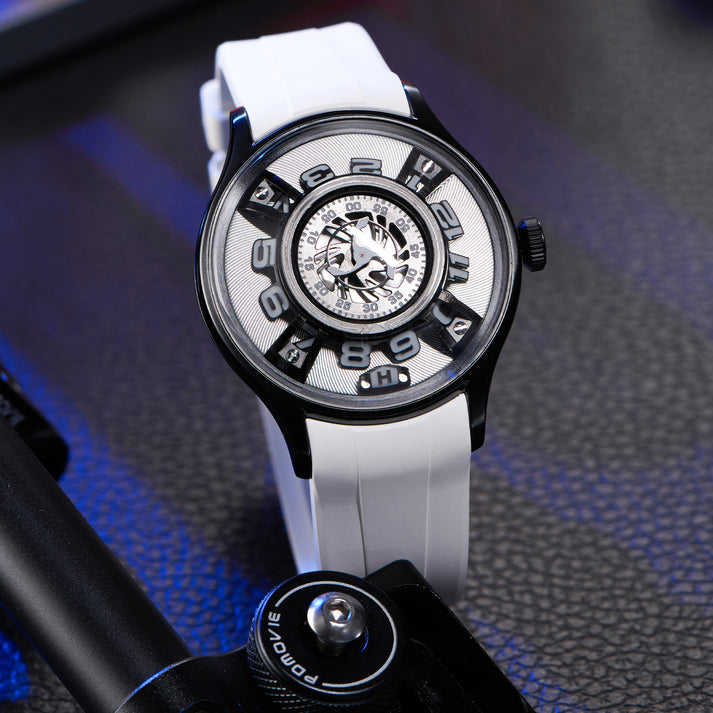Unique Mechanical Automatic Wandering Watch Limunous Domed Curved Glass ...