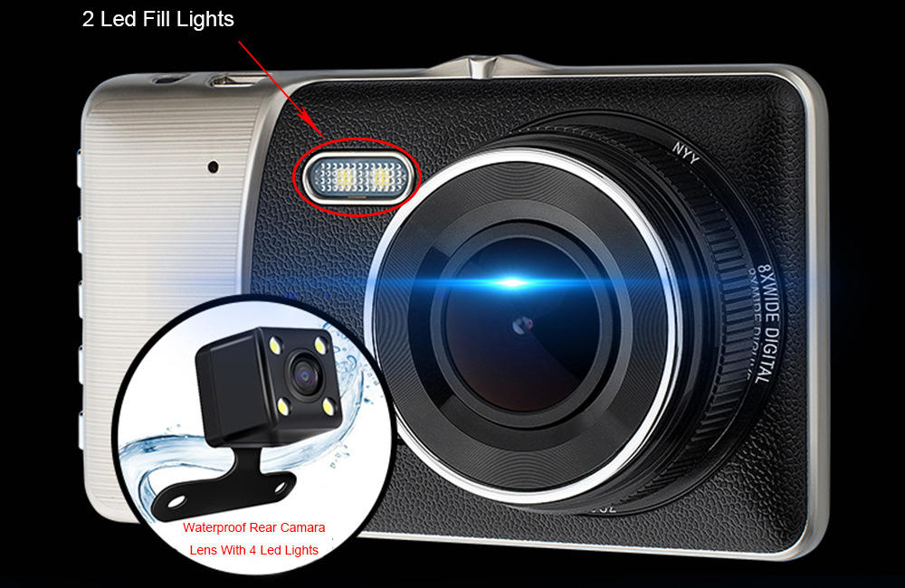 1080P Car Dash Cam Night Vision 4 Inch IPS Screen Full HD Wide Angle G ...