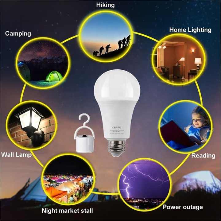 9 Watt Emergency Bulb - Rechargeable LED Light for Home