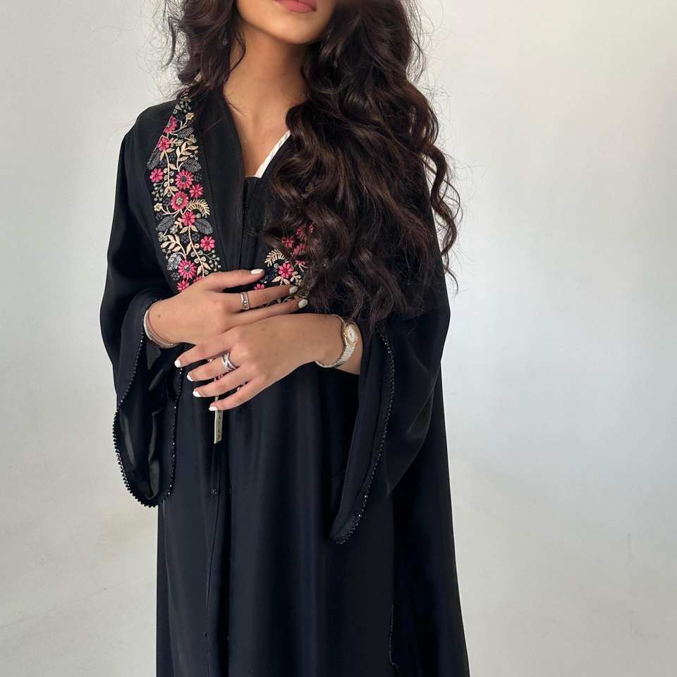 Black Abaya 2026 Dubai Robe Grace Fashion Women Abaya Embroidery Flower ...