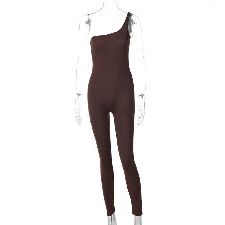 Women's High Solid Sleeveless Gym Jumpsuit - Winter Knitted