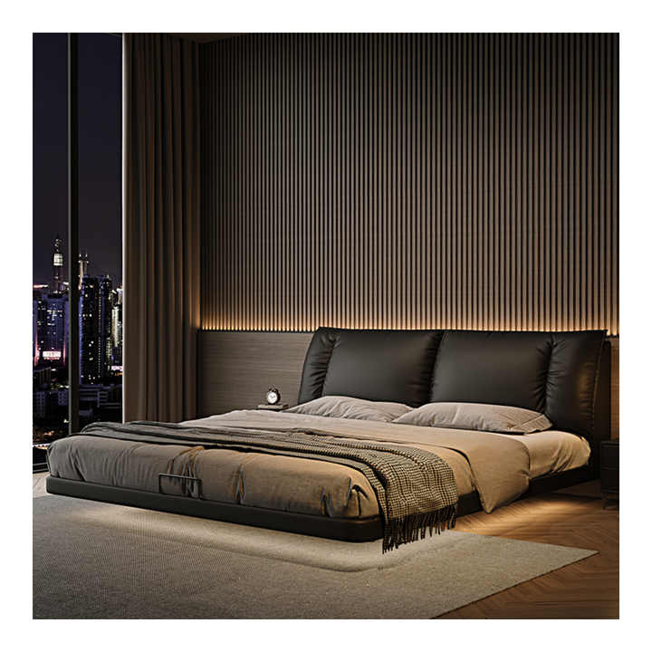 Suspension Bed Modern Simple Leather High-End Master Bedroom Double Bed ...