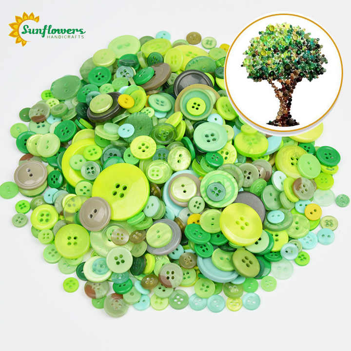 New 300g Green Series Craft Buttons 7-25mm for Kids DIY Creative Paste ...