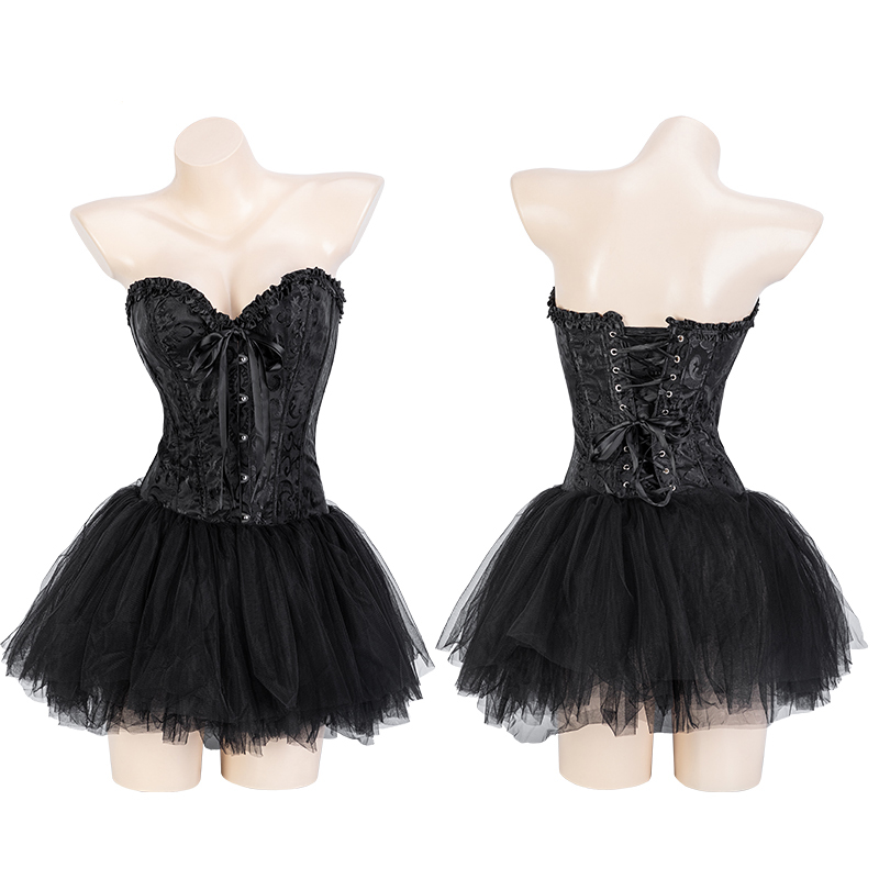 Devil Cosplay Bandage Vest Miniskirt Set Lace Tight Top Black Angel ...