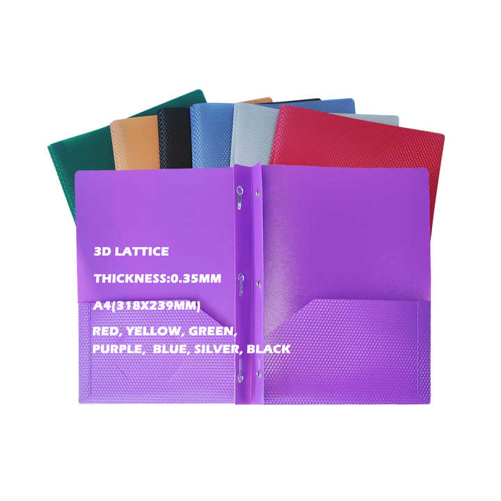 Plastic Pvc Punched Pockets Folder A4 30/80mic Two Pocket Glossy 3 Hole ...