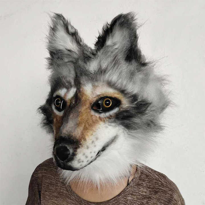 Realistic Grey Fox Mask for Halloween Costume & Party