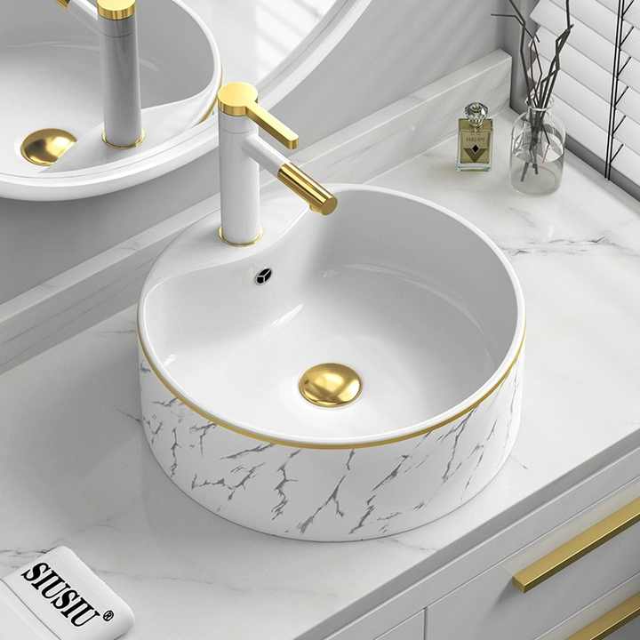 Modern Luxury Hotel Bathroom Vanity Hand Wash Basin Marble Style ...