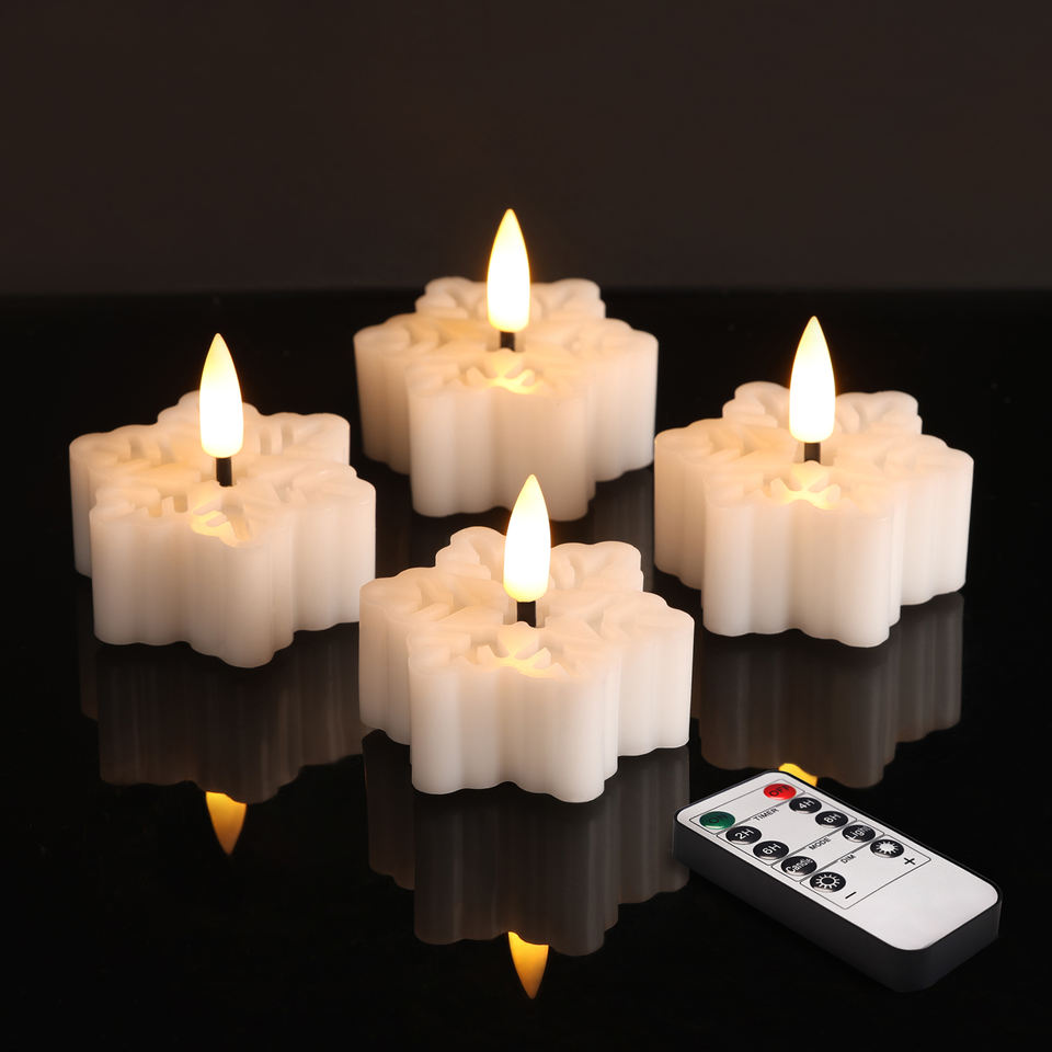 Mermei's 3D Real Flame Battery Operated LED Tea Light Set of 12 Remote ...