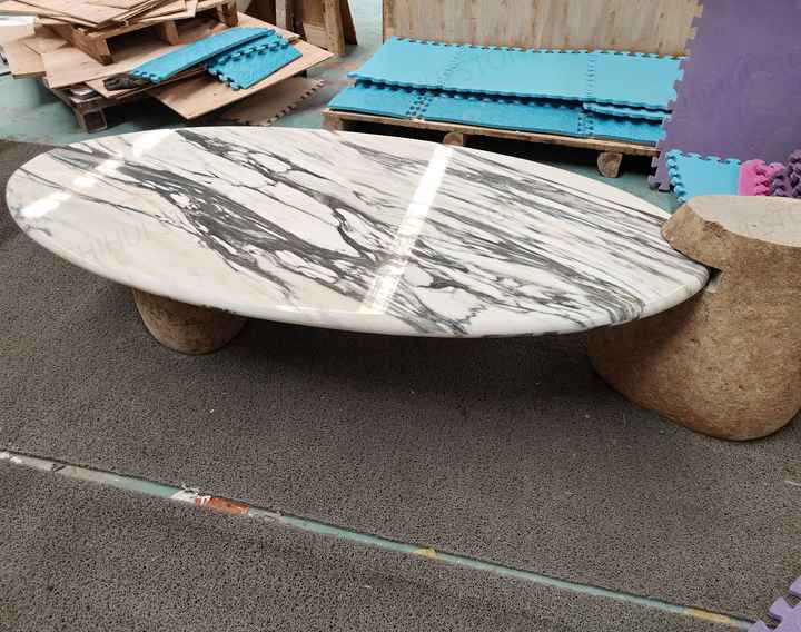 SHIHUI Customized Natural Marble Table Top Mushroom Stone Table Leg ...