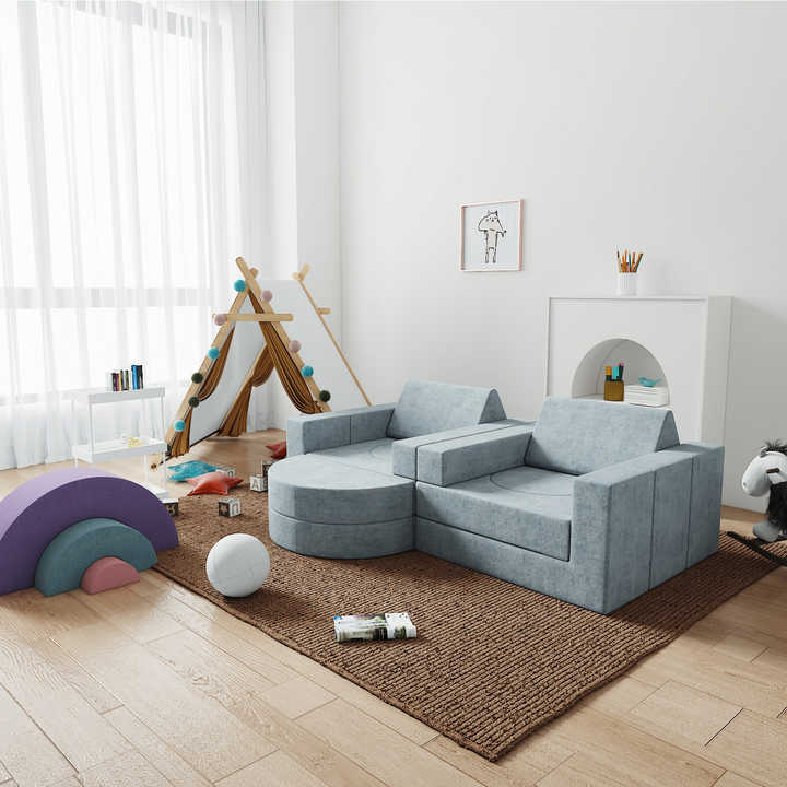 16 PCS Compressed Modular Foam Couch One Seat Convertible Sofa for Kids ...