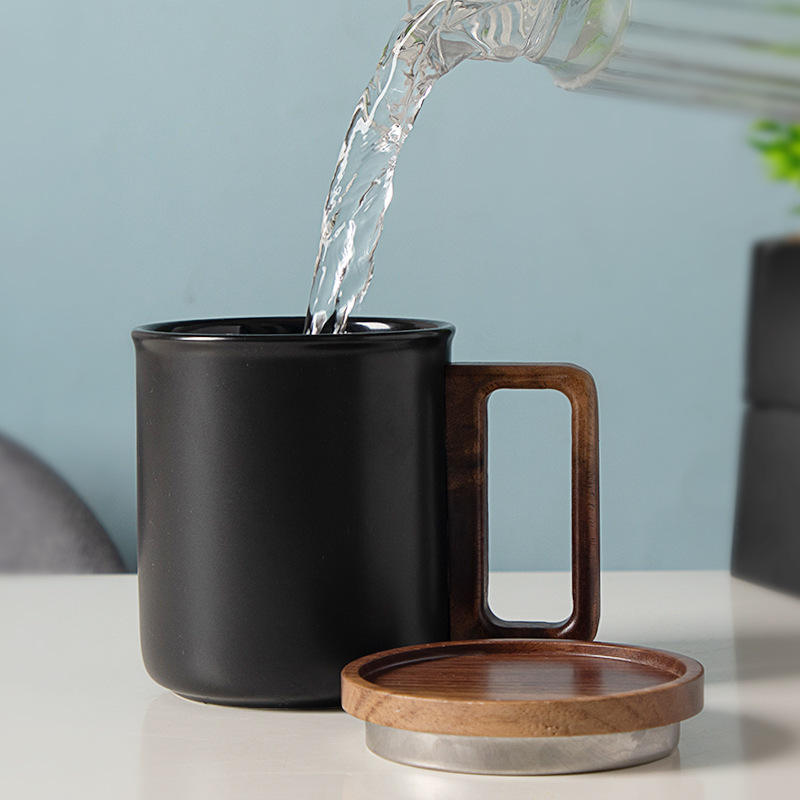 360ml Large Capacity Custom Logo Matte Black White Ceramic Coffee Mug ...