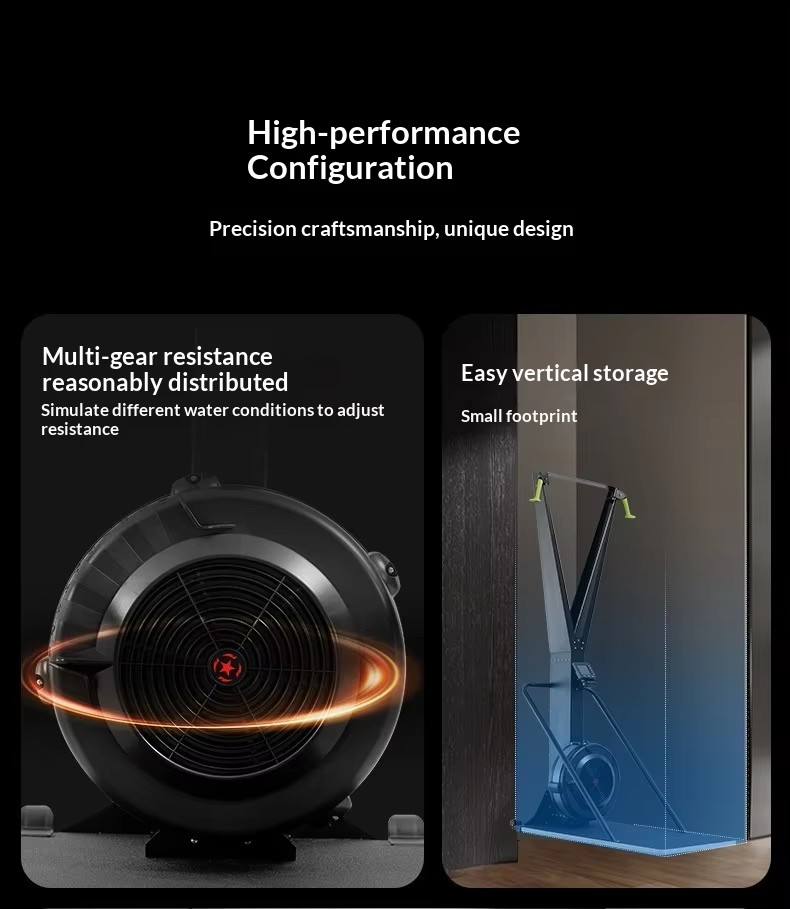 Steel Foldable Mechanical Ski Machine LED Screen Wireless Heart Rate ...