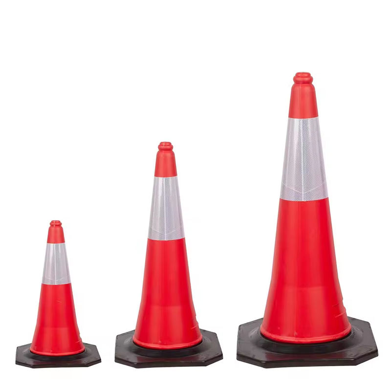 1M PE Plastic Reflective Traffic Cones Rubber Base Red Color White ...