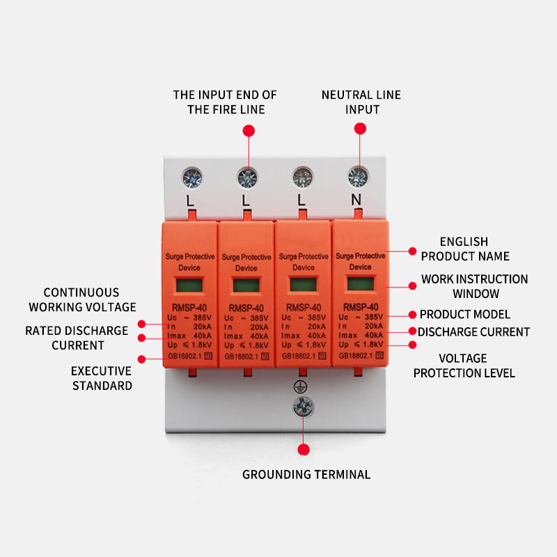 INTER-SPAN 2P AC SPD 20KA~40KA 275V House Surge Protector protection ...