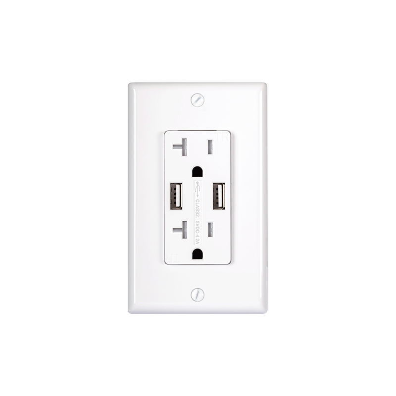 USLINSKY Residential Dual USB Ports Duplex Receptacle 110V 20A 5V 4.2A ...