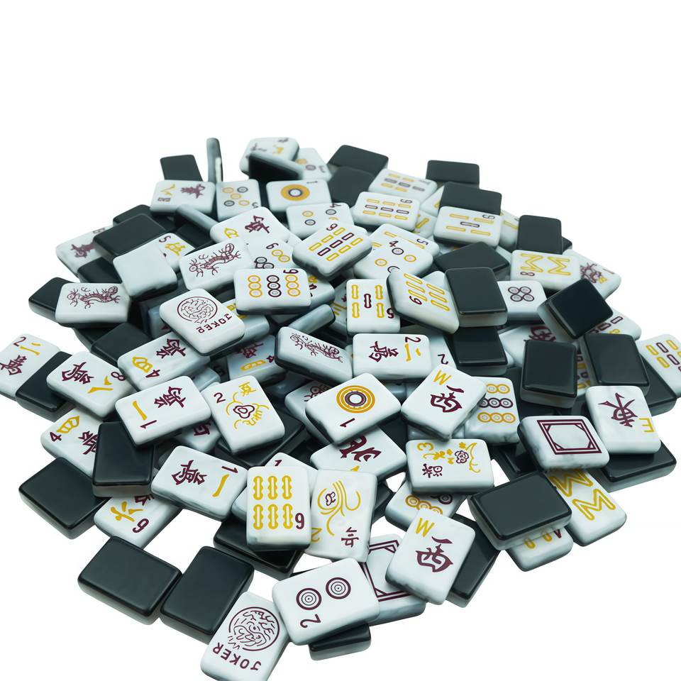 Luxury Acrylic American Mahjong Set Black White Pearl Tiles 160 Tiles ...