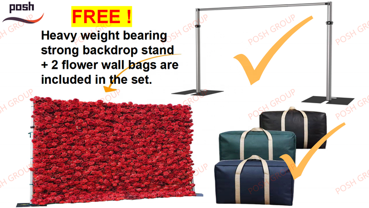 5D Silk Rose Wall Flower Zipper Curtain Fabric for Events