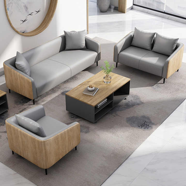 Modern Leather Office Sofa Set Sectional Couch for Office Commercial ...