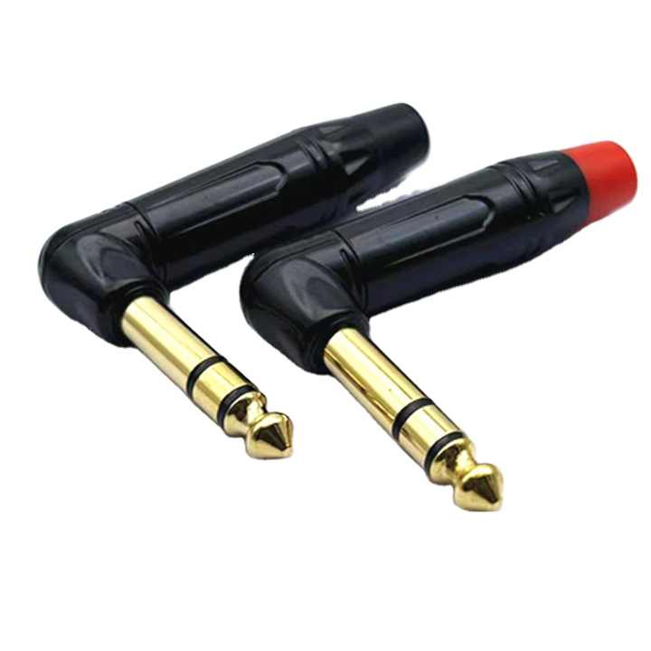 6.35mm Right Angle Stereo Plug Jack Gold Plated L Shape 90 Degree 6 ...
