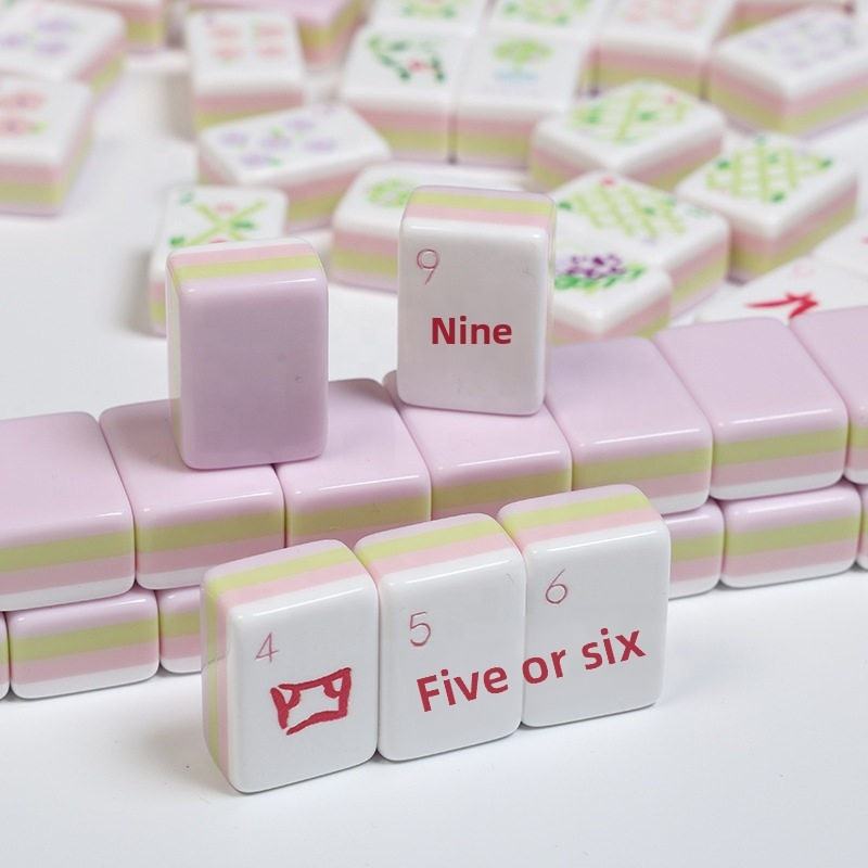 Pink Four-Layer Colored Mini American Mahjong Set, Portable Travel ...