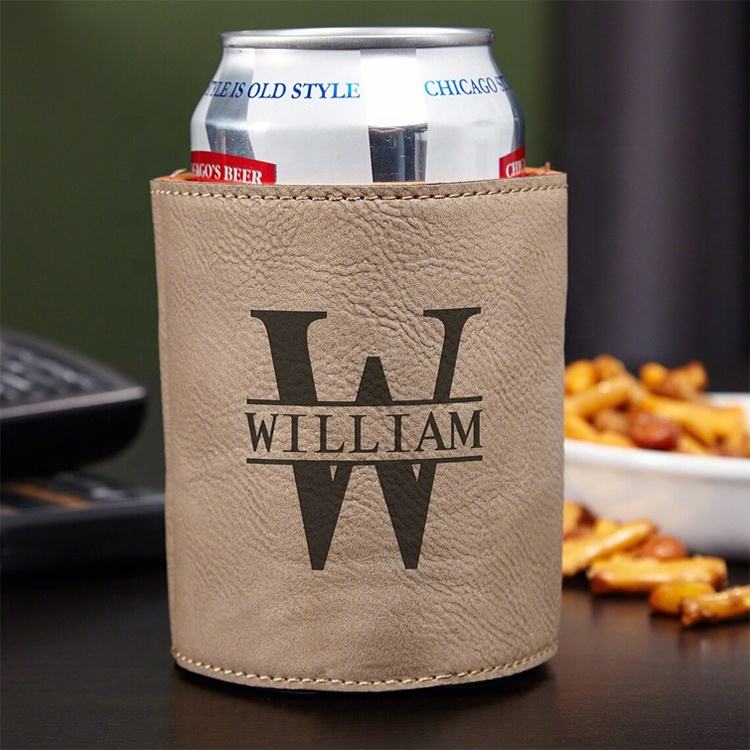 Custom Logo 330ml Slim Can Cooler Laserable Leatherette Beer Sleeve ...