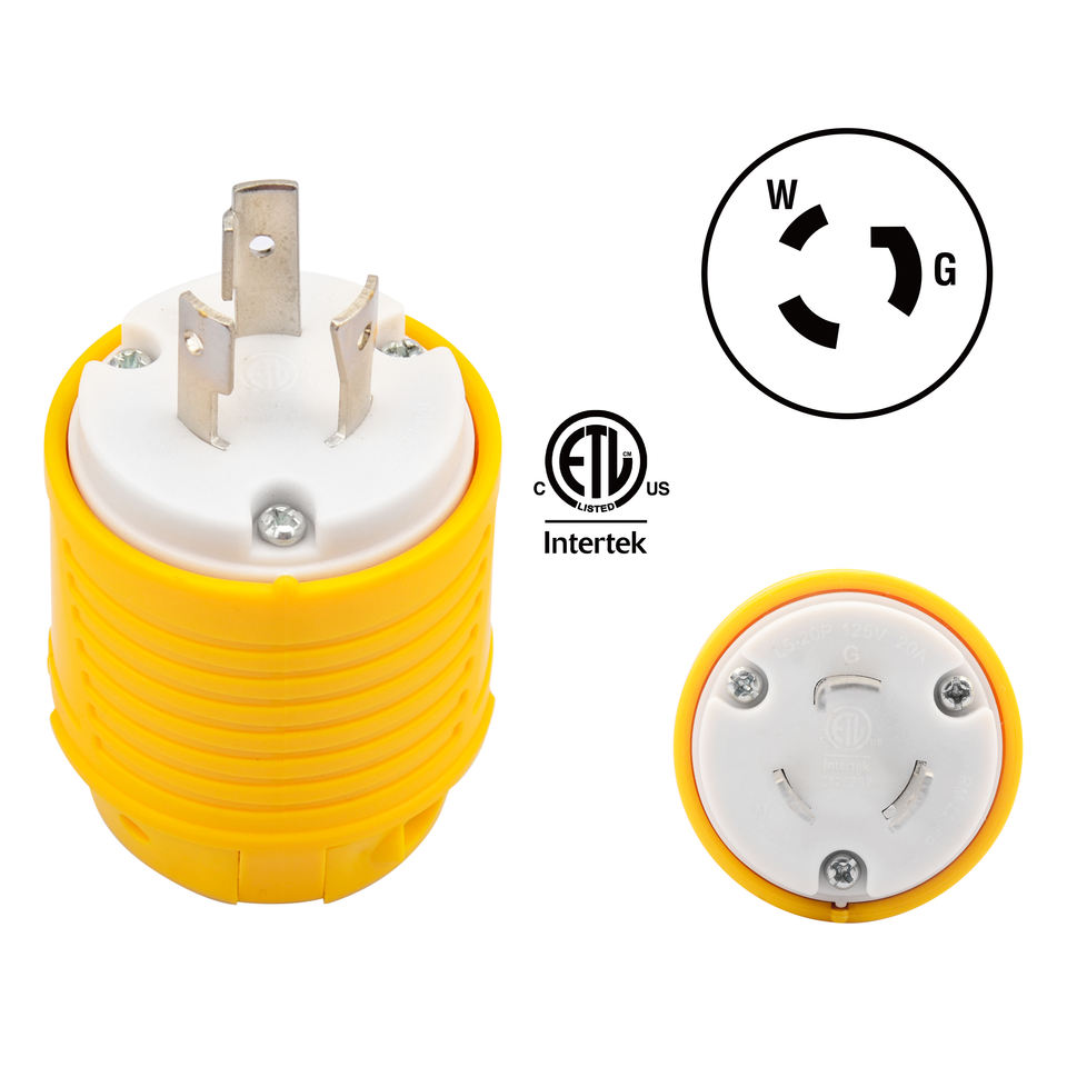 American Standard Twist Lock Male Plug ETL 20A 3 Prong NEMA L5-20P ...