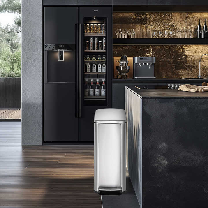 Large Modern Metal Garbage Bin Rectangle Trash Can for Home Kitchen ...