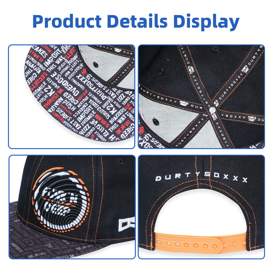 Classic 6 Panel 3D Technique Embroidery Print Snapback Cap Sporty Style ...