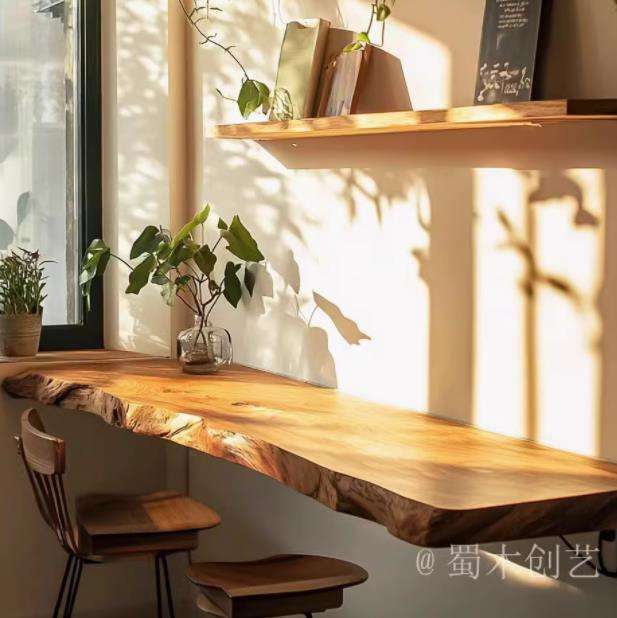 Solid Wood Live Edge Wall Mounted Bar Set | Customizable Modern ...