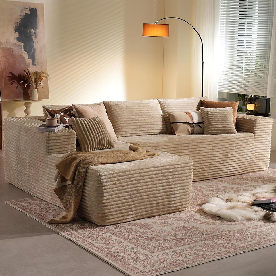 Modern 106 Inch L Shape Sectional Sofa Modular Cloud Design with Chaise ...