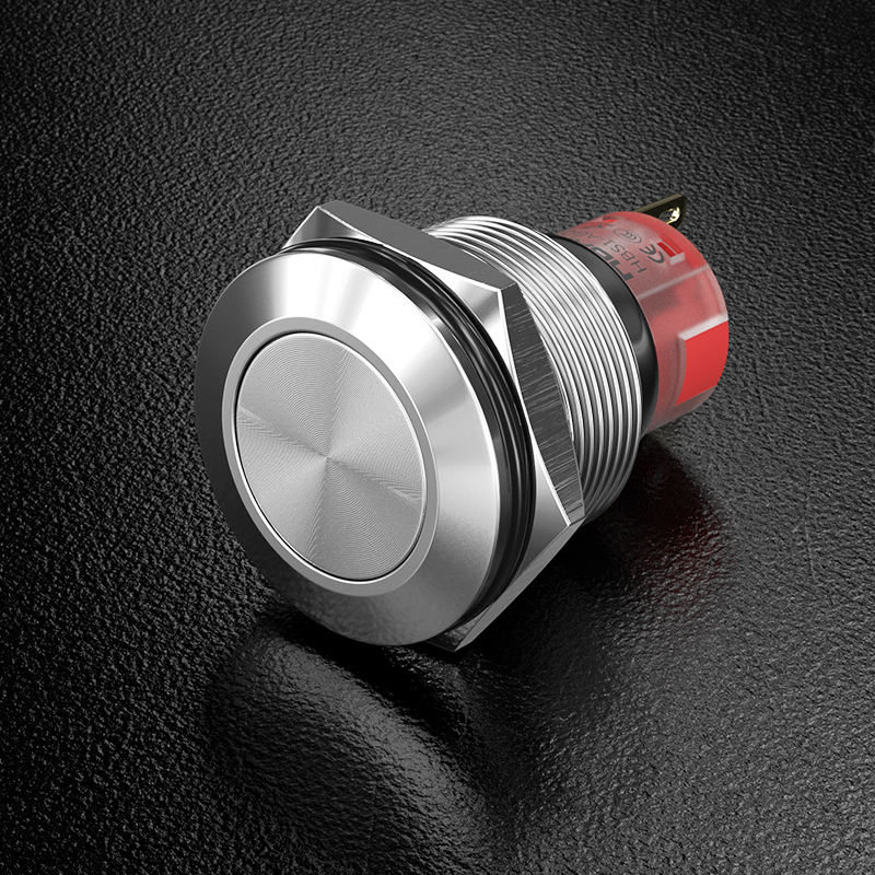 Control Metal Push Button Switch 19mm Flat Head IP67 Latching Momentary ...