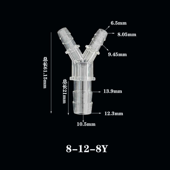 Y8-10-8 Reducing 3 Way Water Pipe Tube Fitting - Plastic
