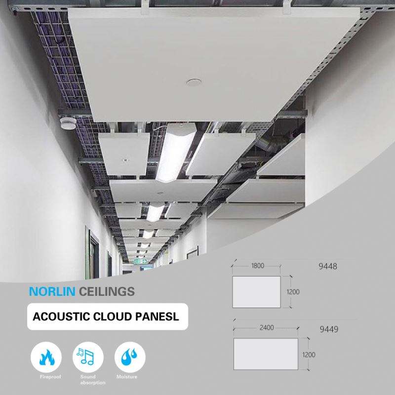 Interior Design 1200x1200mm White Sound Absorbing Panels Hanging Cloud ...
