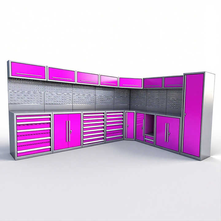Baona Corner Garage Tool Cabinet Workshop Storage Heavy Duty Steel ...