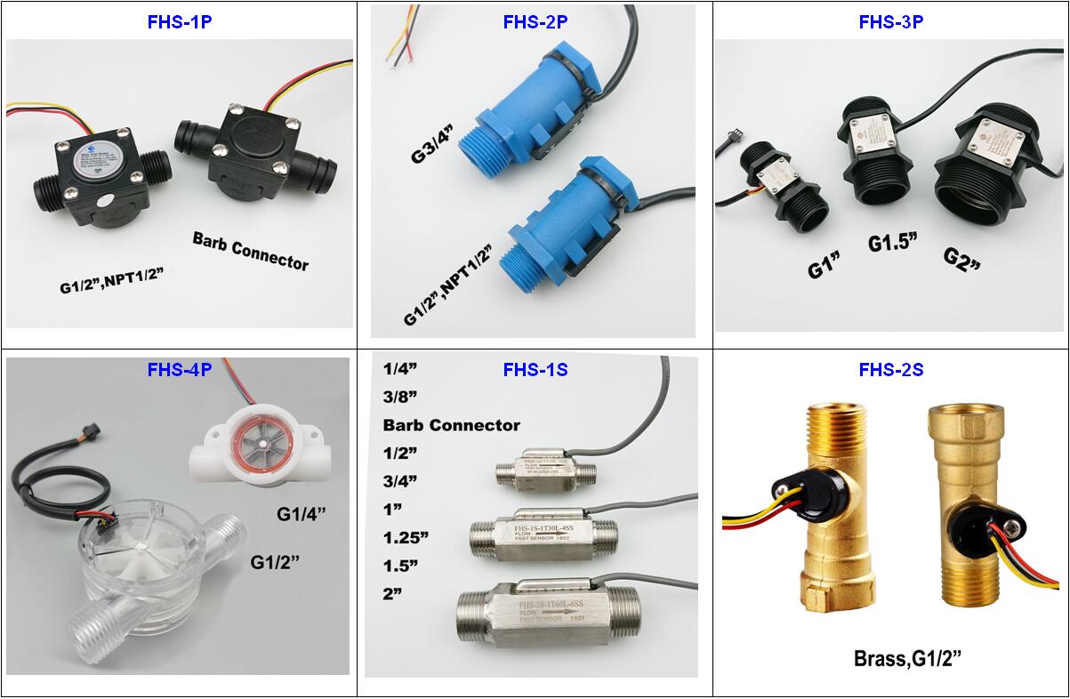 3/8", 1/2", 3/4", 1" 200LPM 3 Wire Stainless Steel Effect Water Flow ...