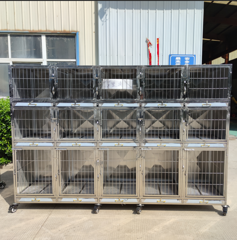 Modern Stainless Steel Pet Cage with Breathable Metal Tray Cat and Dog ...