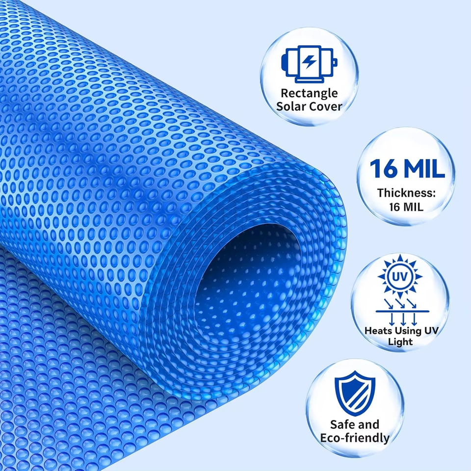 UV Resistant Blue Bubble Pool Solar Cover Heat Retention Blanket to ...