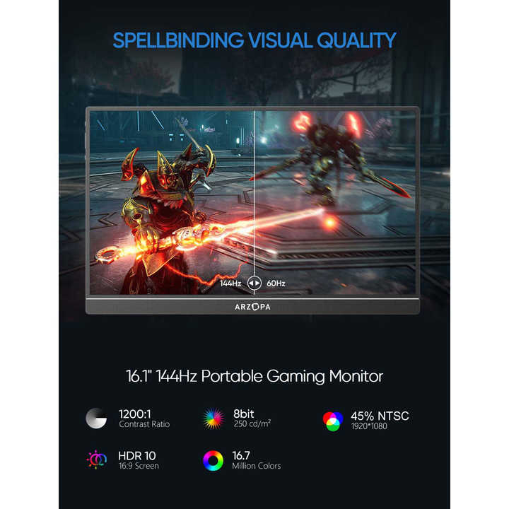 Arzopa Z1f 16.1" 1080p 144hz Lcd Gaming Monitor & Extender