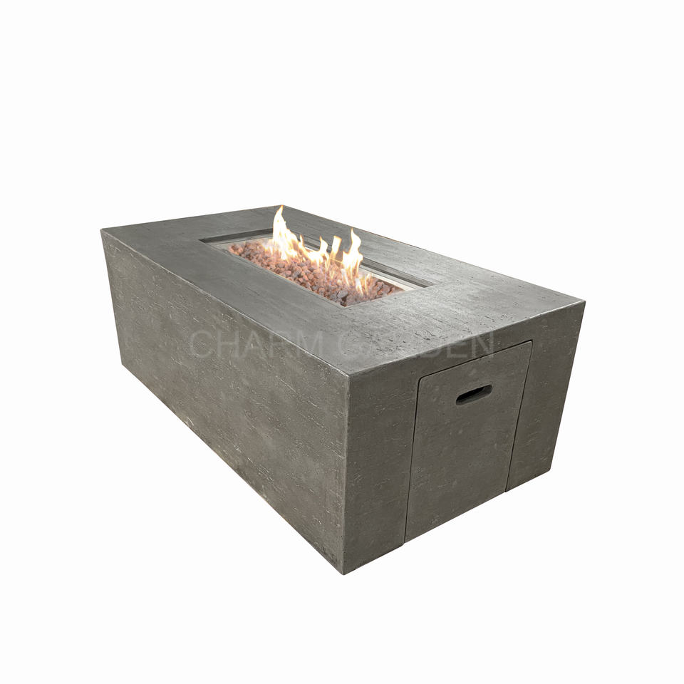 Charm Garden GRC Rectangular Smokeless Fire Pit - Modern & Durable