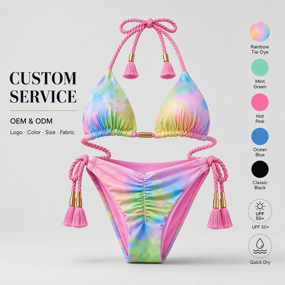 New European American-style Sexy Resort Spa 2-Piece Solid-Color Braided ...
