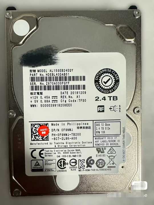 F9NWJ-2.4TB 10K SAS 2.5\" 12Gb/s Internal Metal HDD for DELL Servers ...
